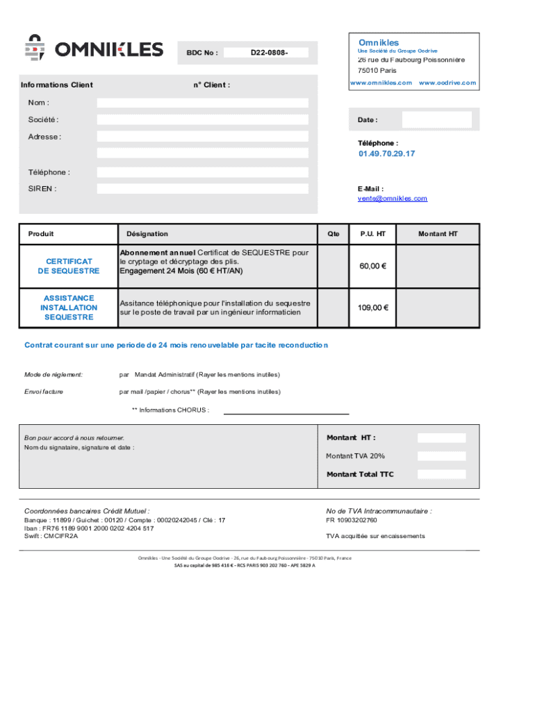 Remplissable En Ligne Omnikles Devis SEQUESTRE SafeTender et CGS.pdf Fax Email Imprimer - pdfFiller