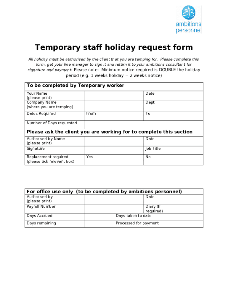 Do You Need a Holiday Request ?Template - Personio Doc Template | pdfFiller