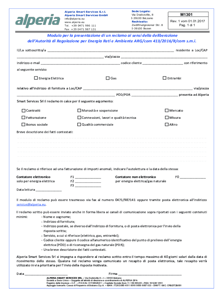 Compilabile Online Alperia Fornitura Luce e Gas 100% GreenAlperia Fax ...