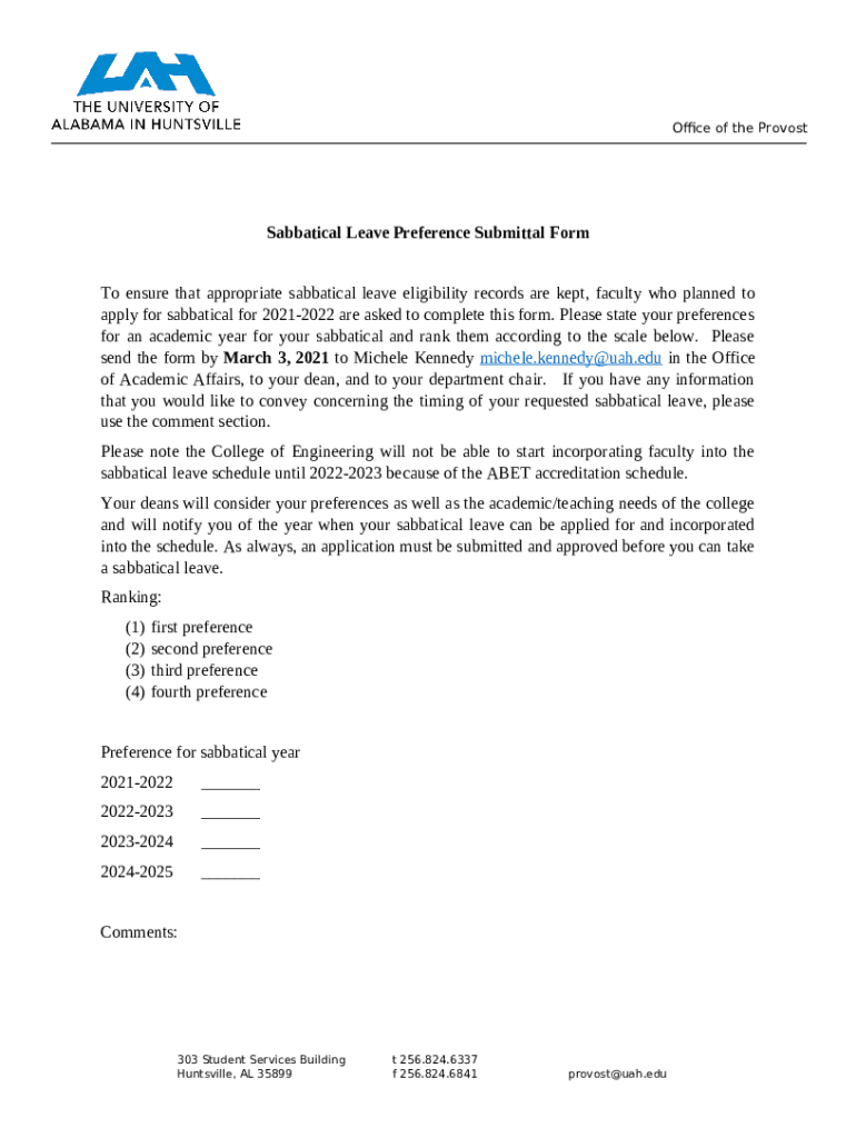 Operating Procedures for Requesting Sabbatical Leave Doc Template ...