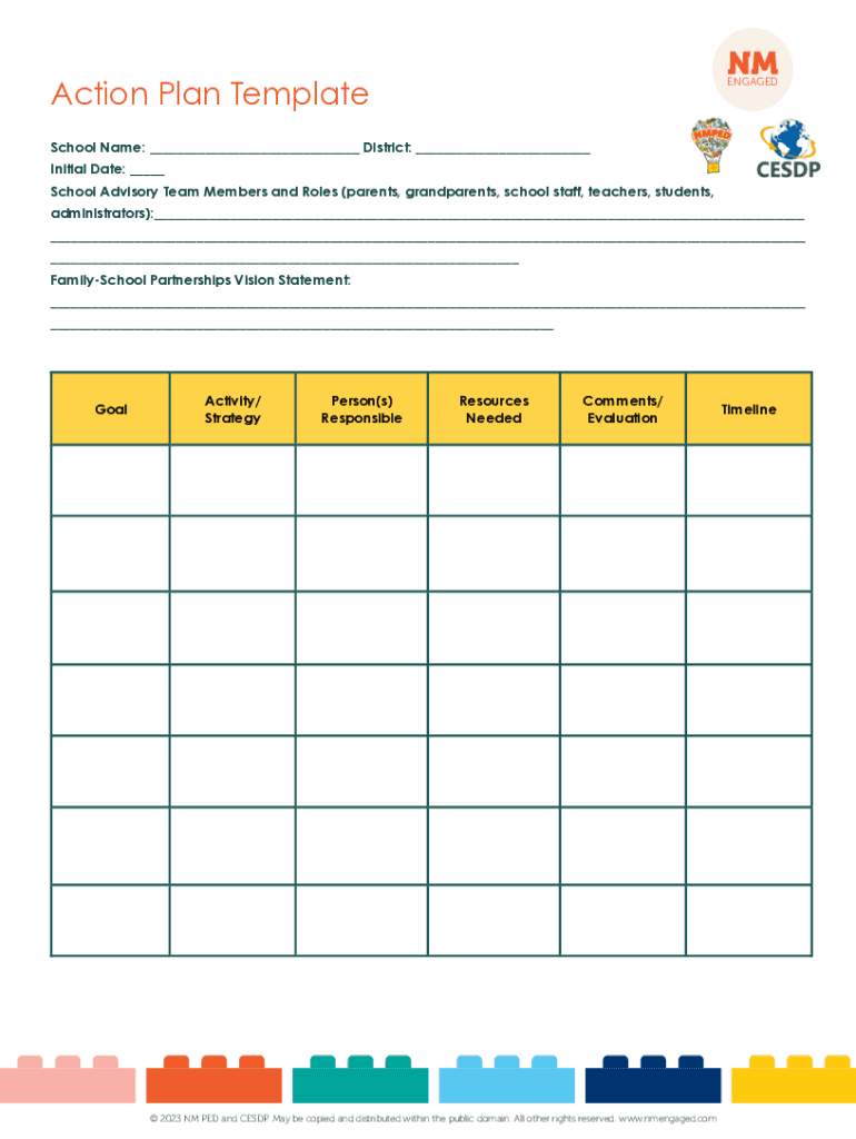 Fillable Online Family, School, and Community Partnerships Action Plan ...