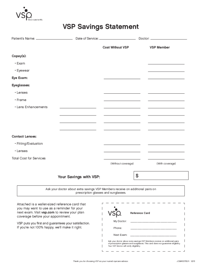 Fillable Online VSP Savings Statement Fax Email Print - pdfFiller