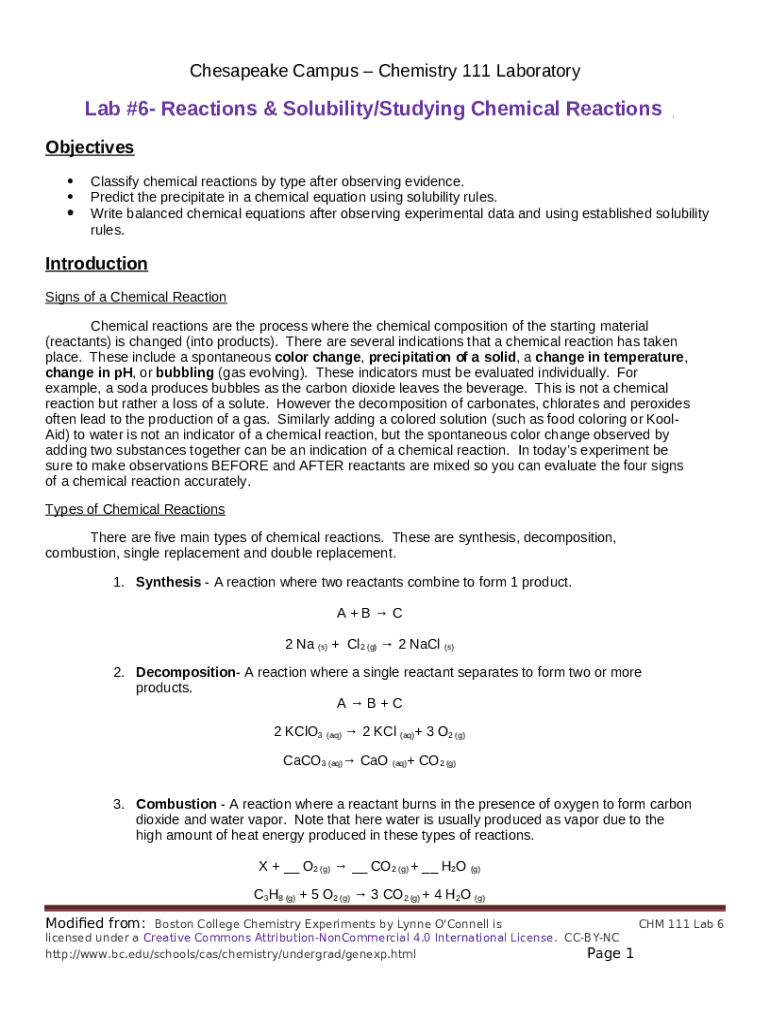 Lab 6 WorksheetCollege Chemistry 1 Labs Doc Template | pdfFiller