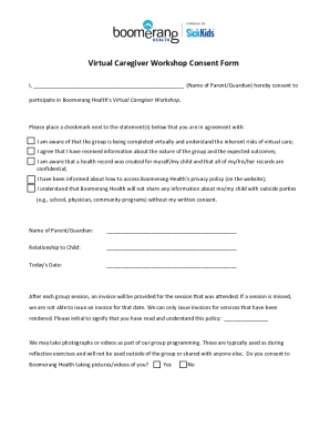 Fillable Online Virtual Caregiver Workshop Consent Form Fax Email Print ...