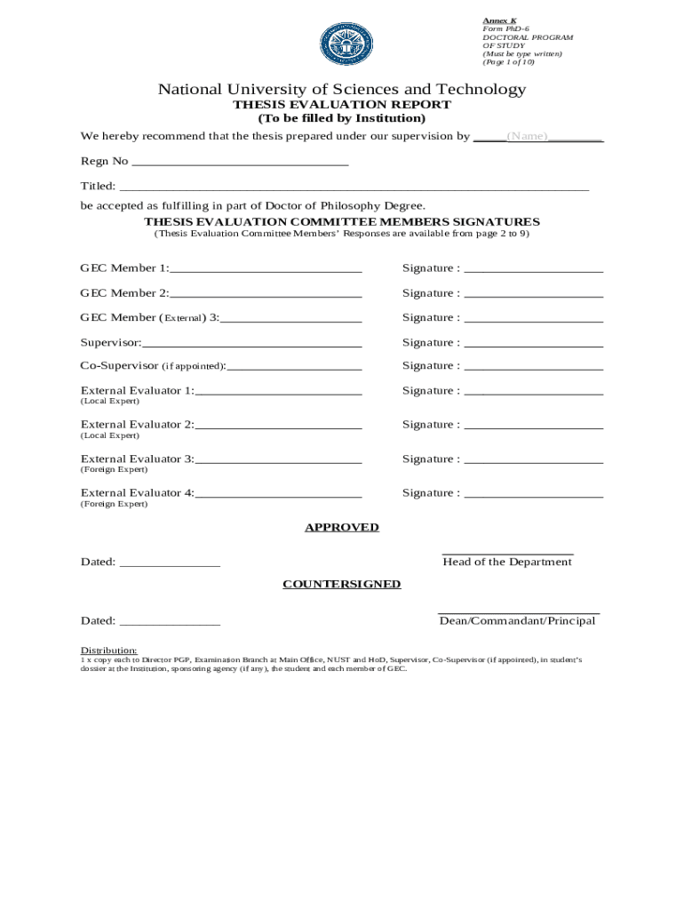 THESIS EVALUATION REPORT (To be filled by Institution) - scee nust edu ...