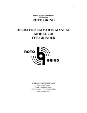 Fillable Online ROTO GRIND OPERATOR and PARTS MANUAL MODEL ... Fax ...