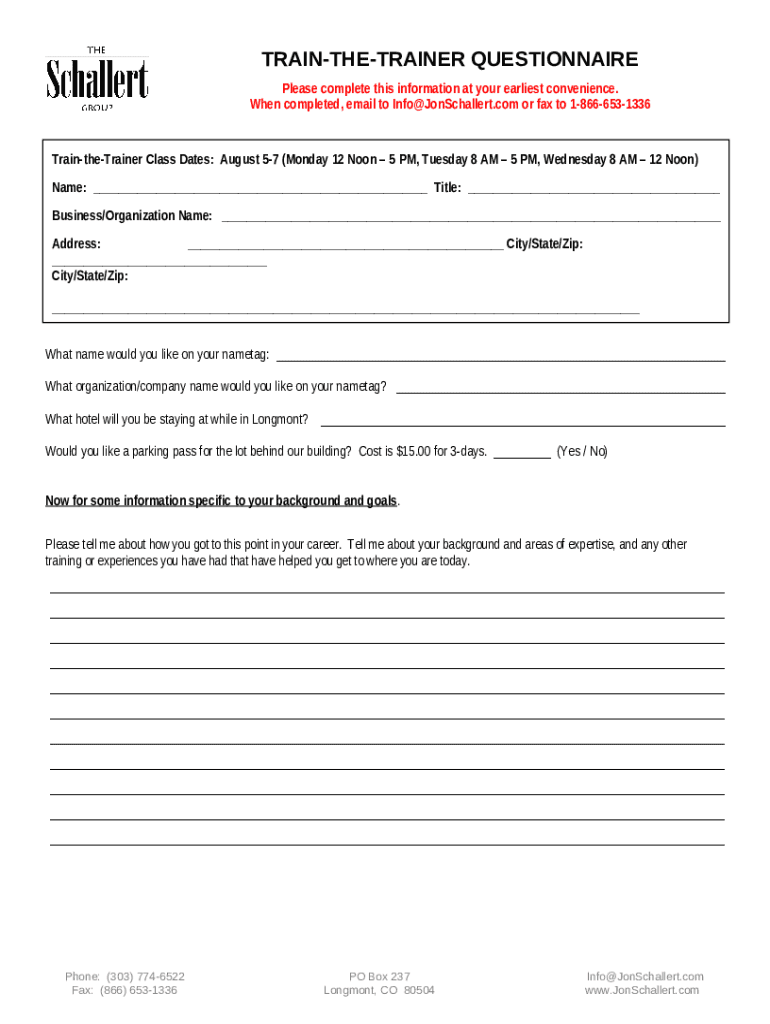 Train-the-Trainer Class Doc Template | pdfFiller