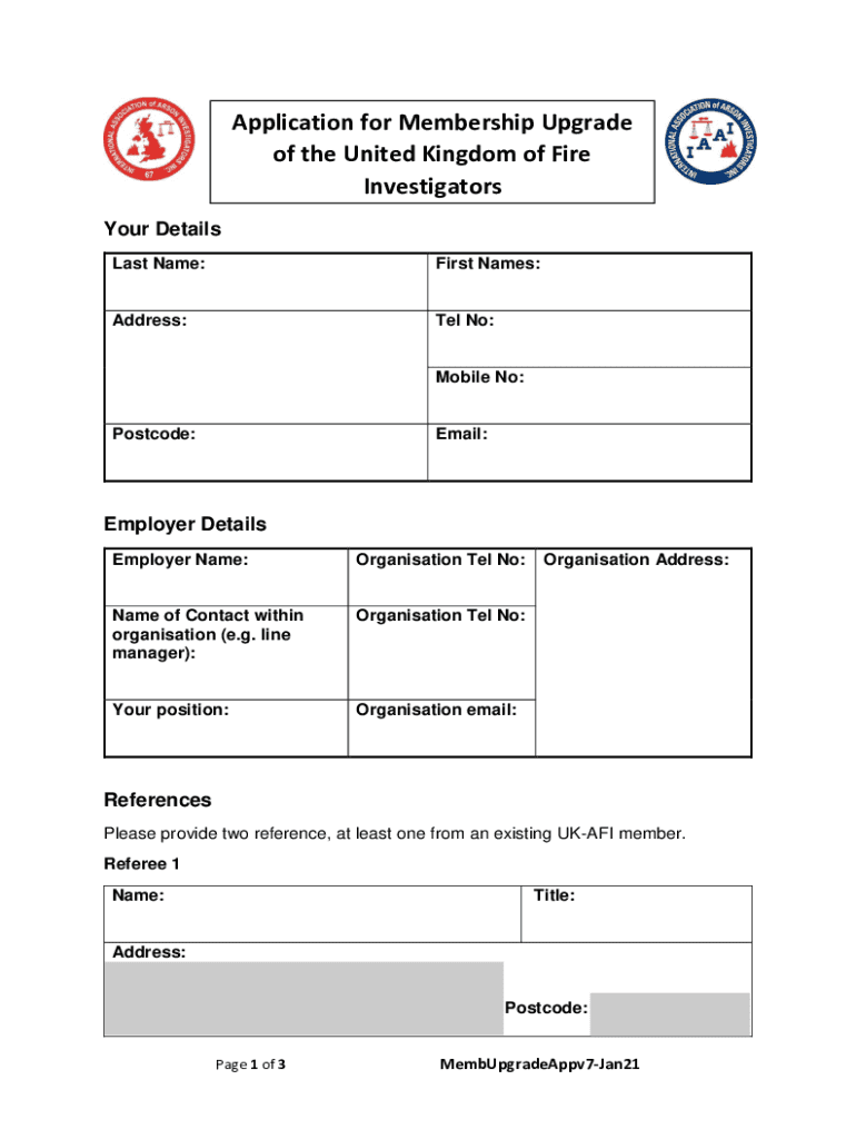 Fillable Online Application for Membership Upgrade of the United ... Fax Email Print - pdfFiller