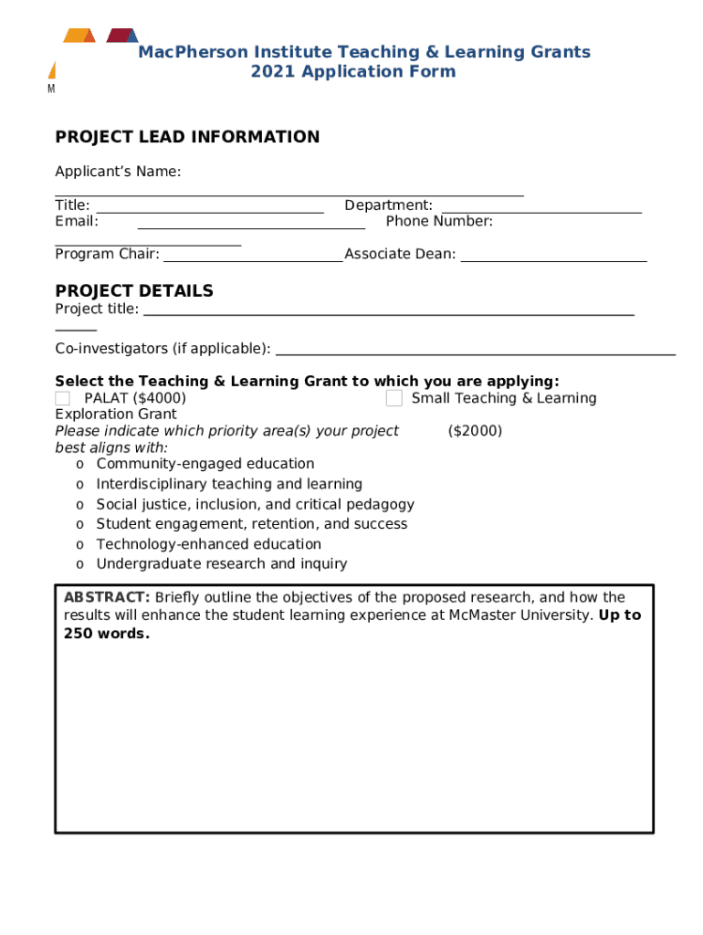 Project Details - MacPherson Institute - McMaster University Doc ...