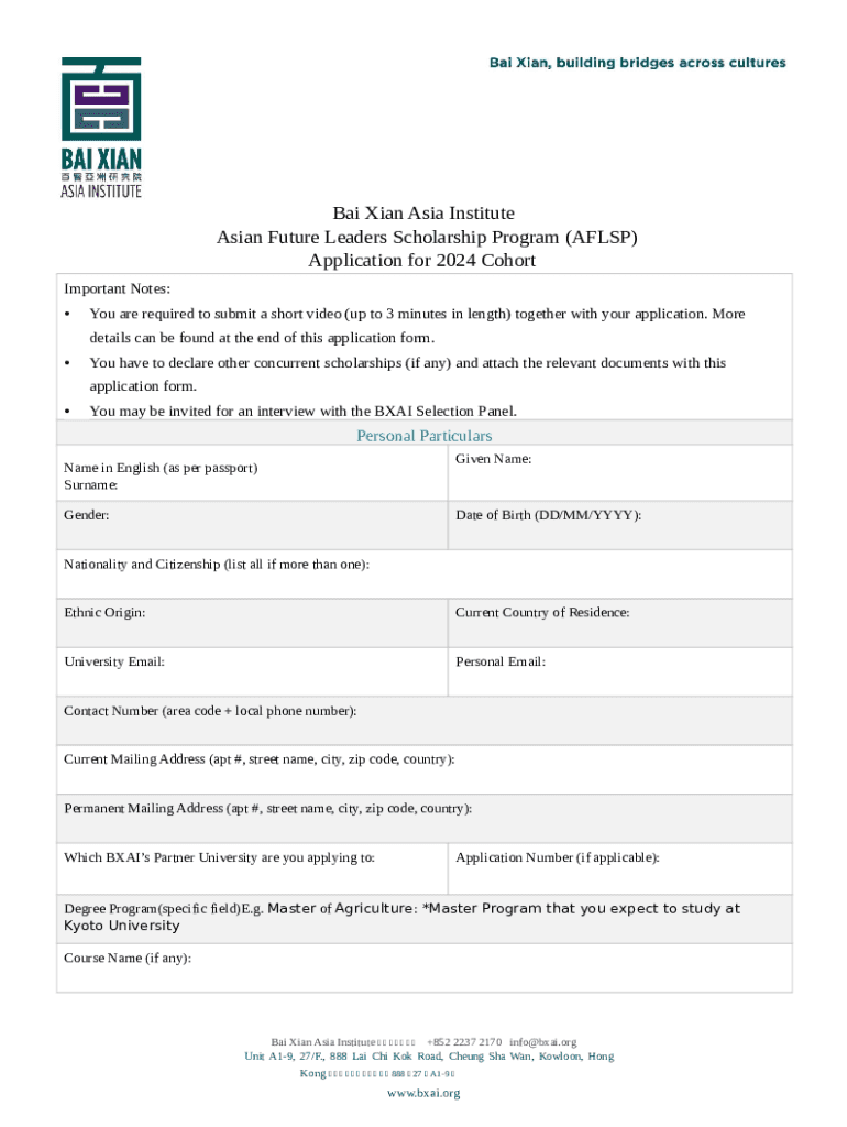Launch of the Bai Xian Asia Future Leaders Scholarship ... Doc Template ...