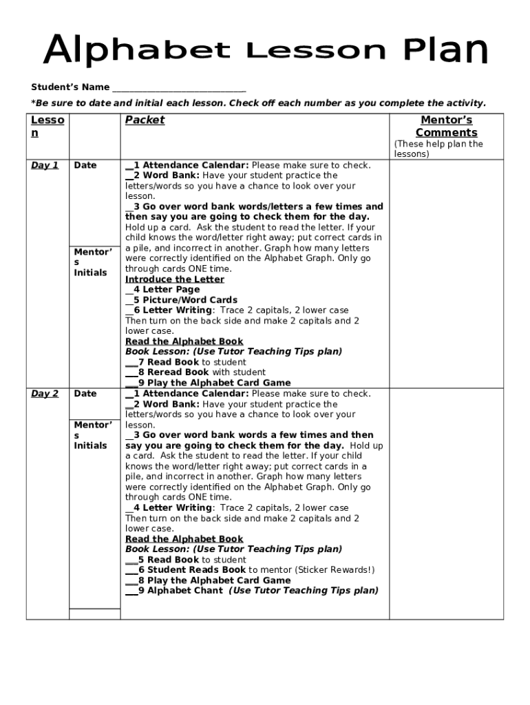 A Checklist for Lesson Planning Doc Template | pdfFiller
