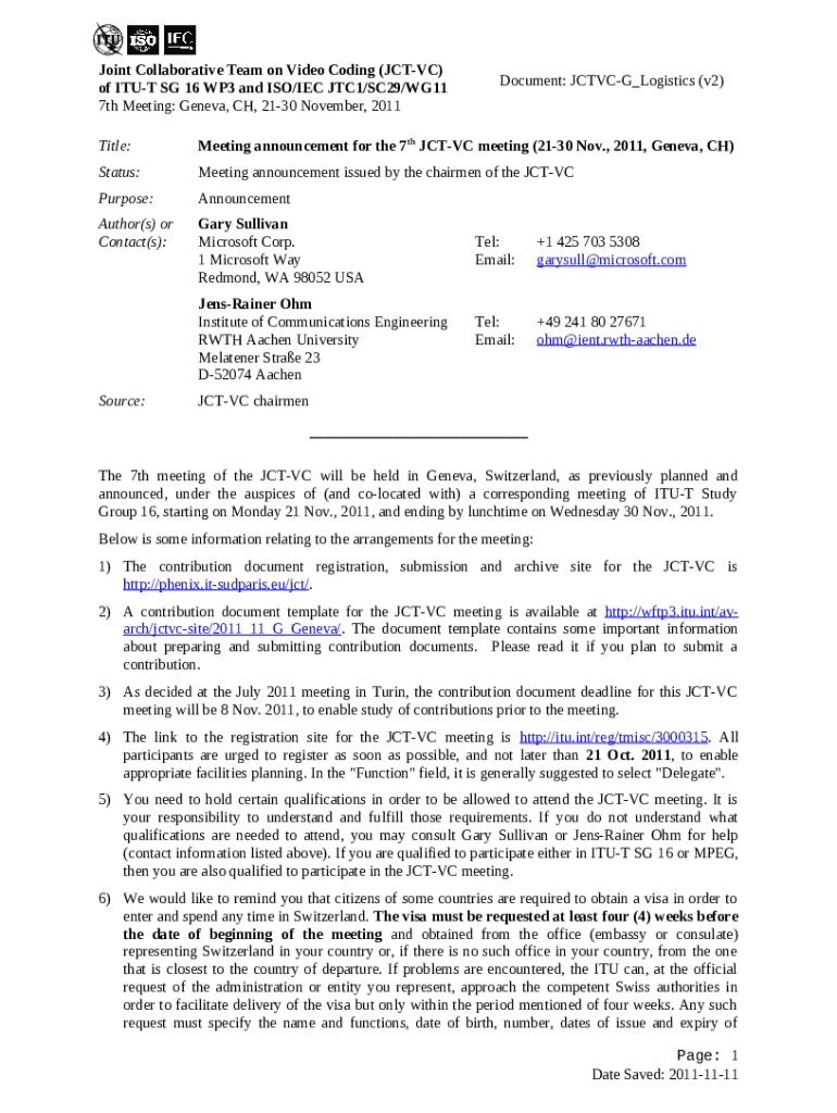 Video Codec Zone: JCT-VC Repository Doc Template | pdfFiller