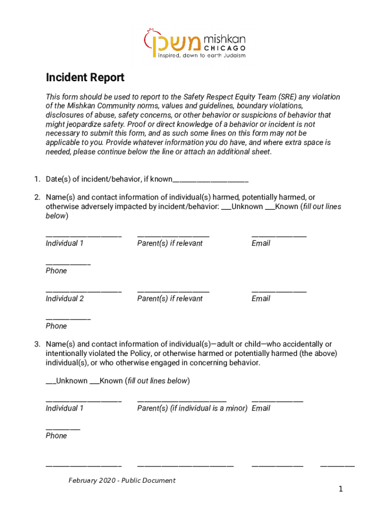 Secure Community Network Incident Reporting (IRF) Doc Template | pdfFiller