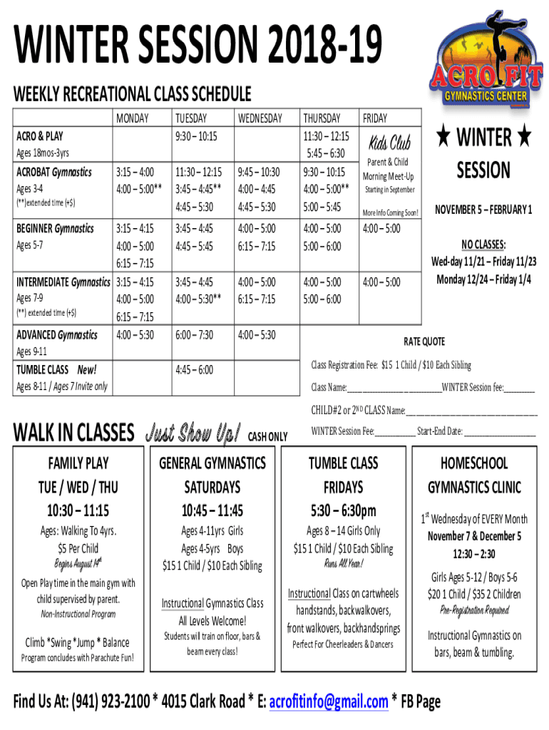 Fillable Online Acro Fit GymnasticsSarasota Gymnastics Instruction ...