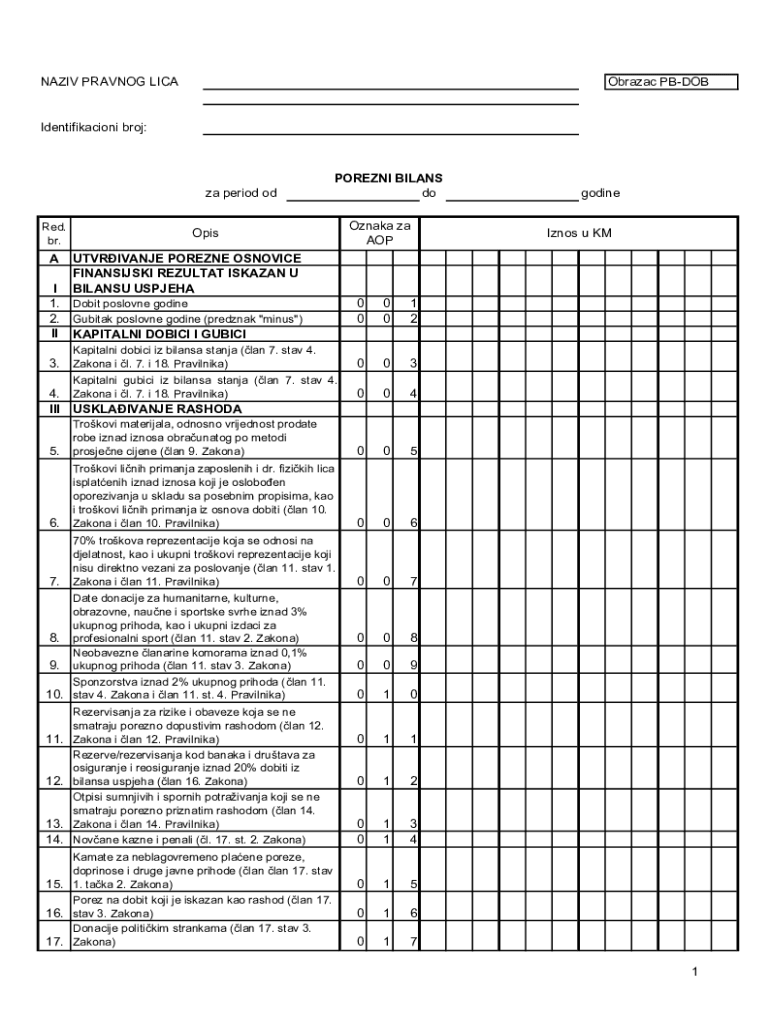 Fillable Online Obrazac PB-DOB Fax Email Print - pdfFiller