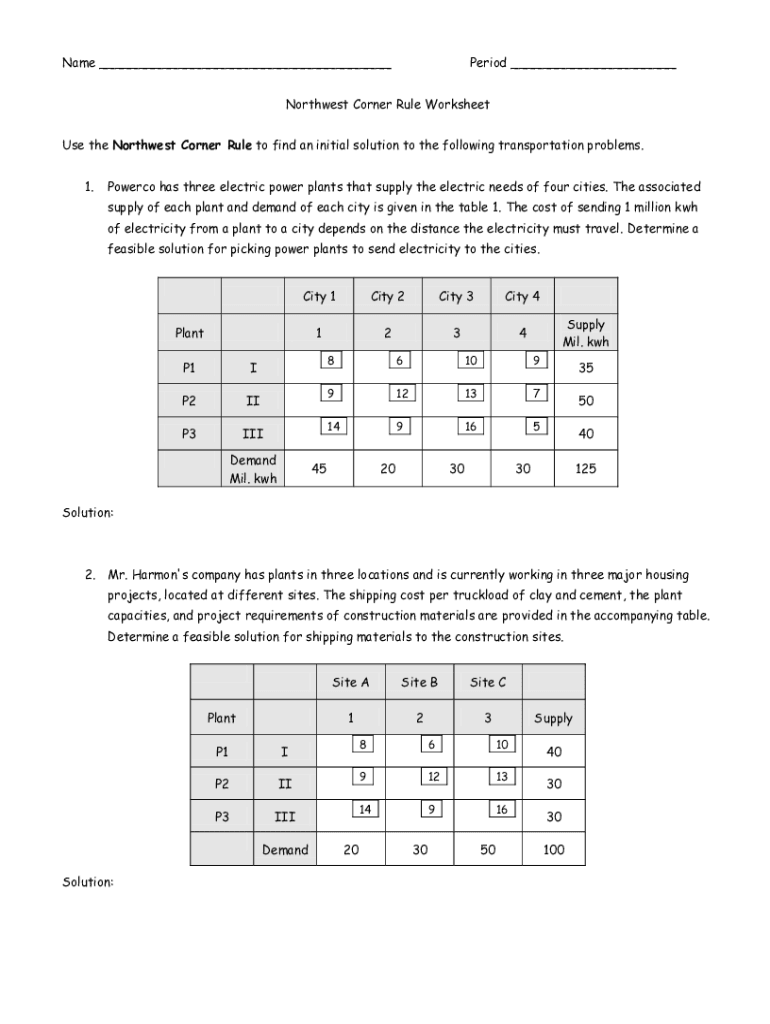 Fillable Online Northwest Corner Rule Worksheet Use the ... Fax Email ...