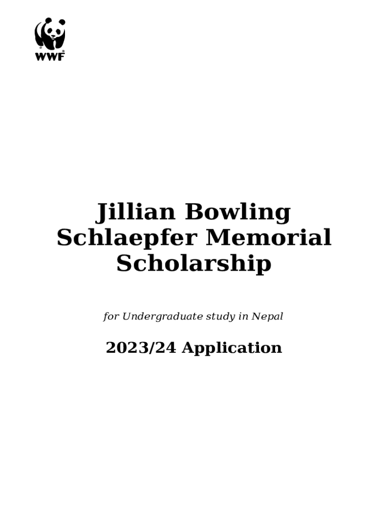 WWF Jillian Bowling Schlaepfer Memorial Scholarship ... Doc Template | pdfFiller