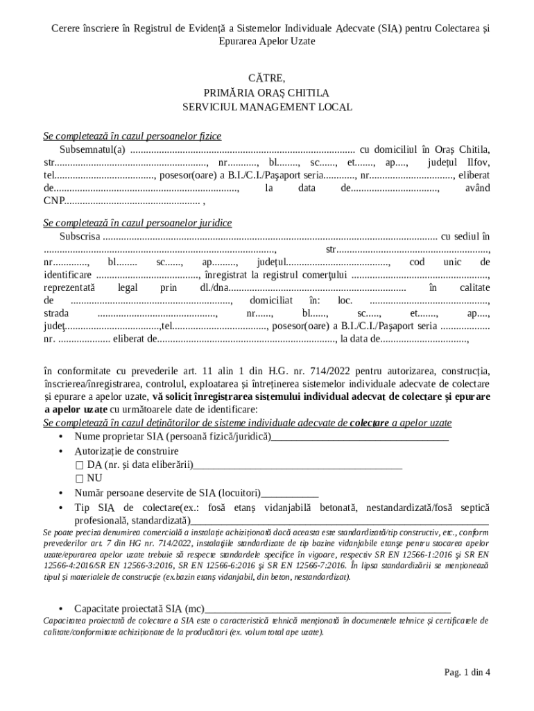 Pag 1 din 3 Cerere nscriere n Registrul de Eviden a ... Doc Template | pdfFiller