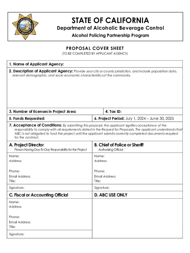 Fillable Online Alcohol Policing Partnership (APP) Program - Grant Proposal Forms. Grant ...