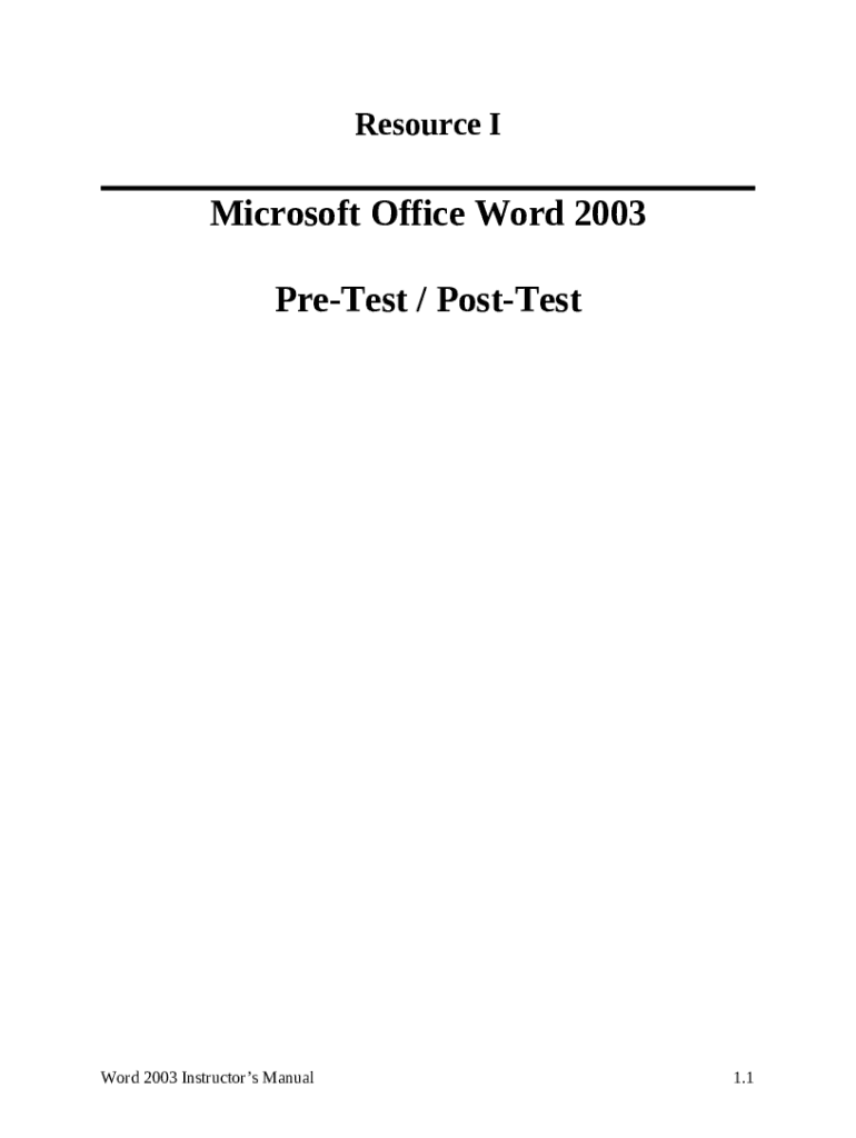 Pre-Test / Post-Test Doc Template | pdfFiller