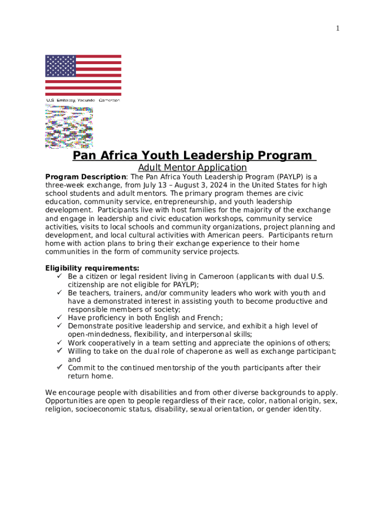 Apply to the Pan Africa Youth Leadership Program (PAYLP ... Doc Template | pdfFiller