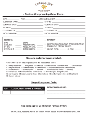 Fillable Online Custom Compound Pharmacy for Naturopathic IV Therapies ...