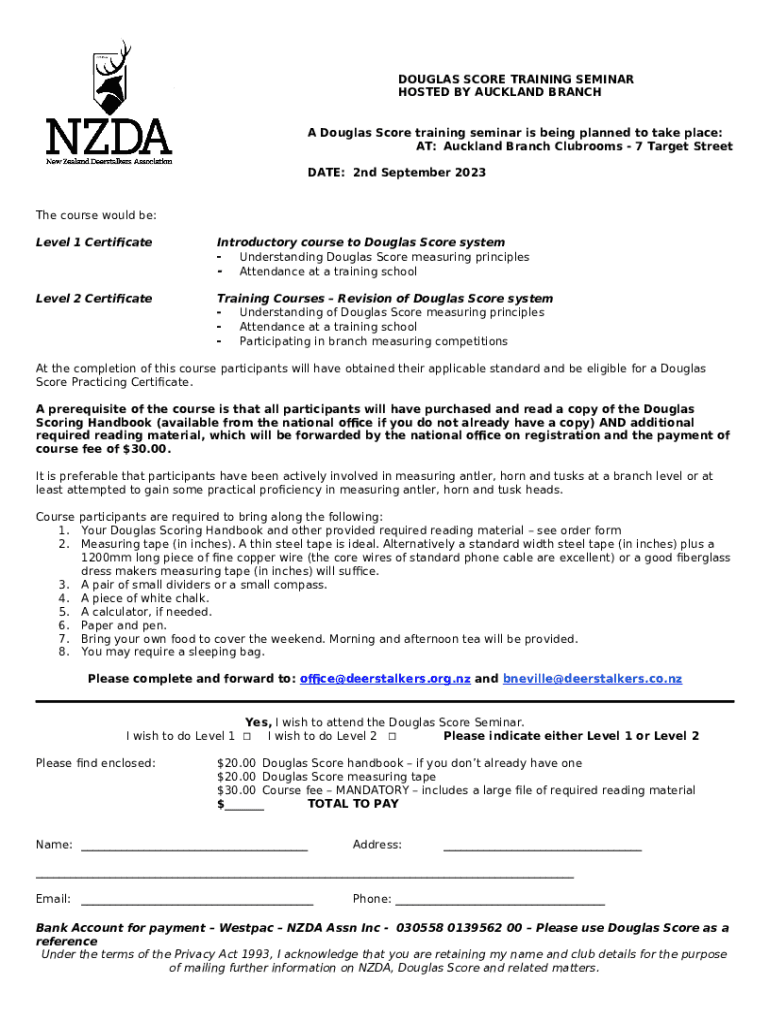 Douglas Score Training Seminar Doc Template | pdfFiller