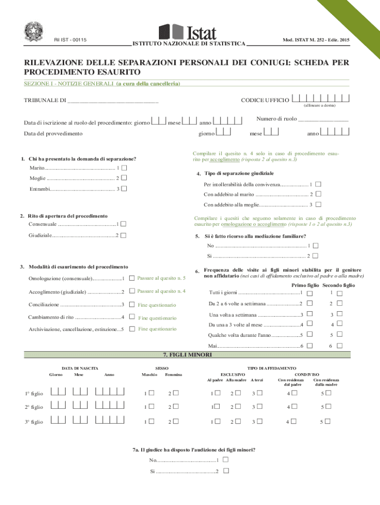 Compilabile Online ISTAT: Modelli di rilevazione per separazioni e ...