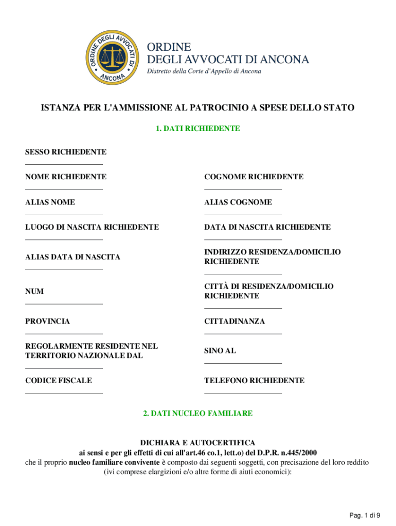 Compilabile Online Istanza per l'ammissione al patrocinio dello Stato ...