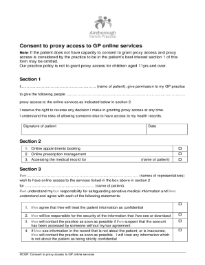 Fillable Online GP Online Services Proxy Access Consent Form Fax Email Print - pdfFiller