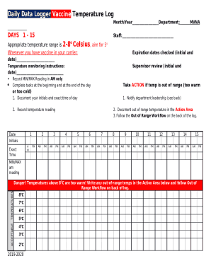 Daily Data Logger Vaccine Temperature Log Doc Template | pdfFiller