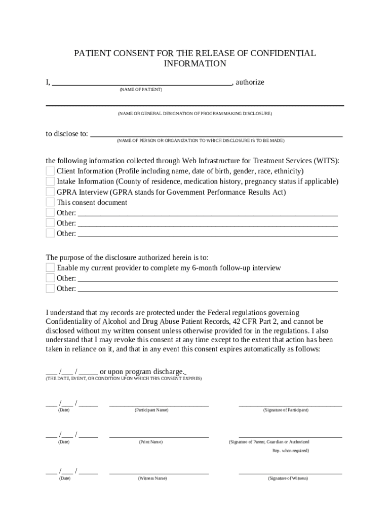 WITS Patient Consent Doc Template | pdfFiller