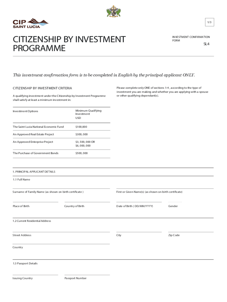 Fillable Online Investment Confirmation Form SL4 Fax Email Print ...