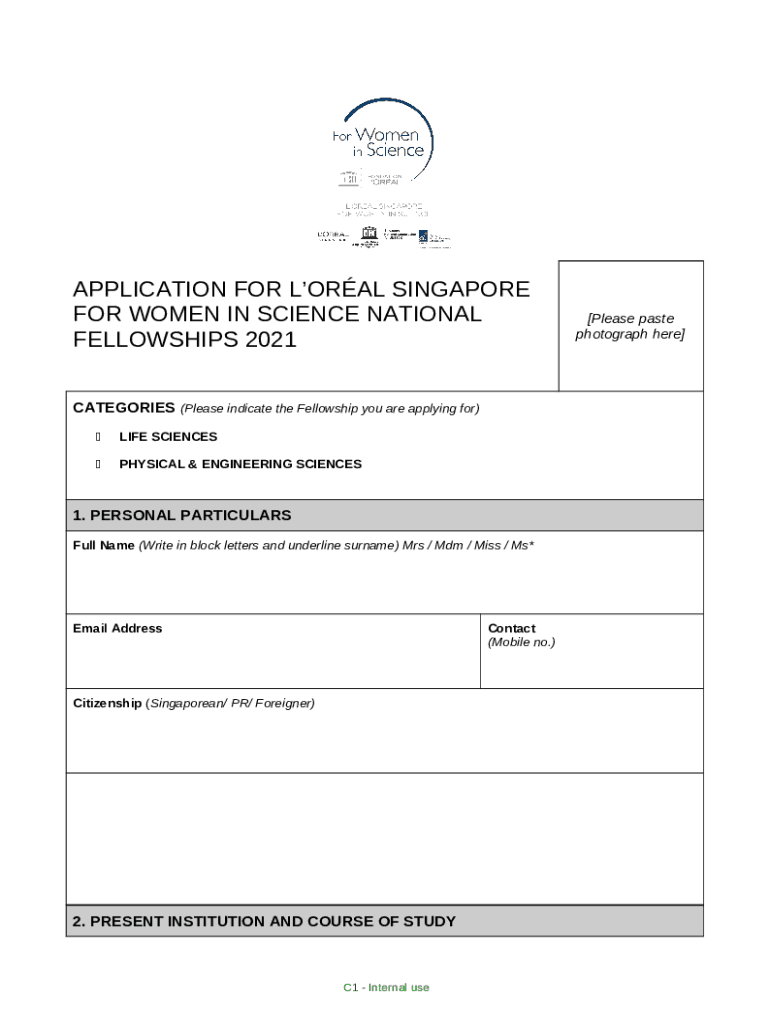 FWIS National Fellowships 2021 Application .doc Doc Template | pdfFiller