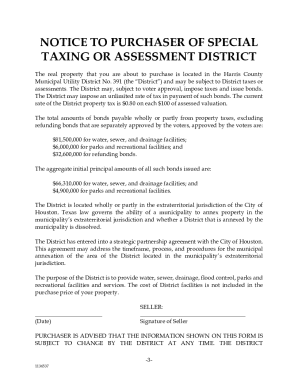 Fillable Online NOTICE TO PURCHASER OF SPECIAL TAXING OR ... Fax Email ...