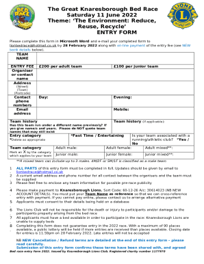'The Environment: Reduce, Reuse, Recycle' ENTRY Doc Template | pdfFiller