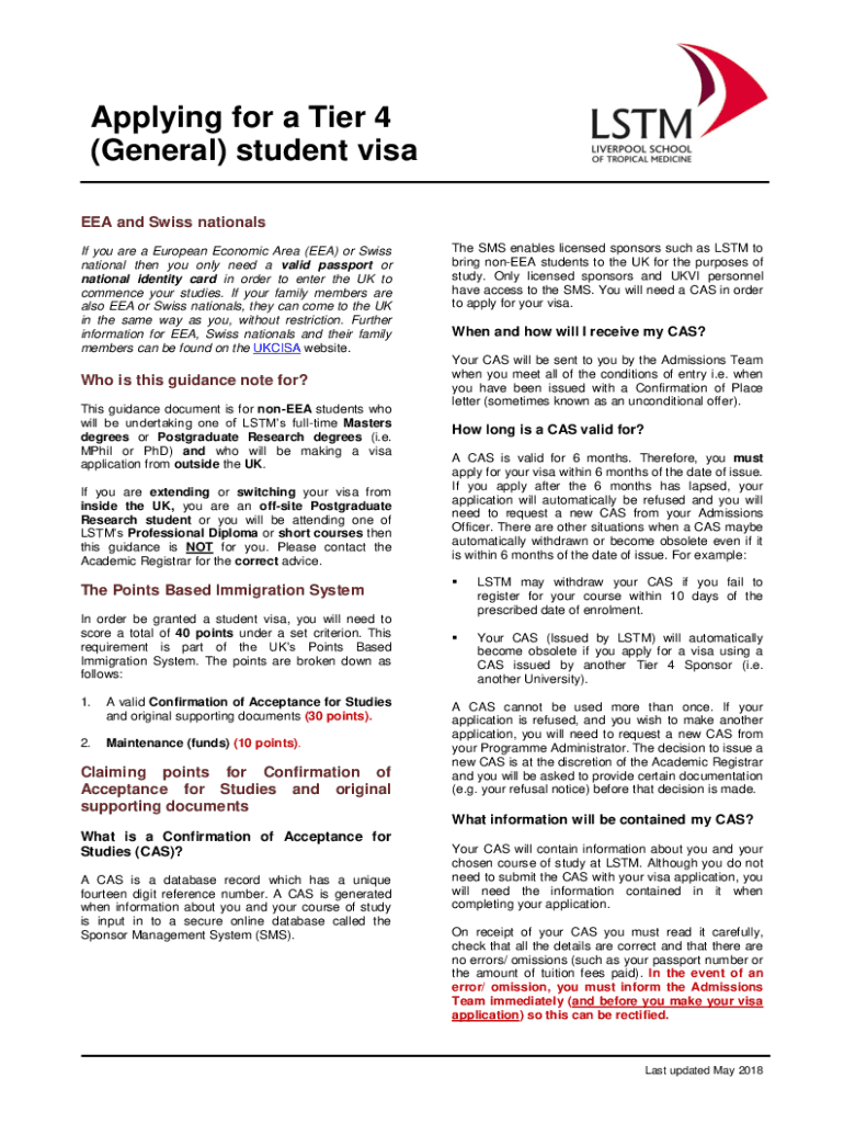 Fillable Online Student visa - entry clearance (EEA and Swiss nationals) Fax Email Print - pdfFiller