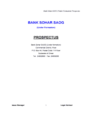 Fillable Online Bank Sohar SAOG (Under Formation) Prospectus Fax Email ...
