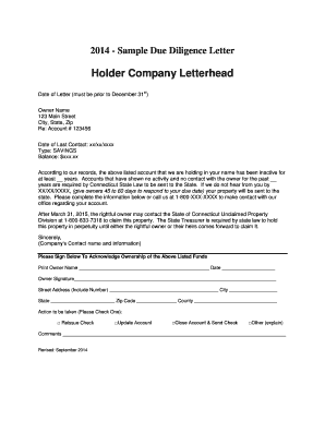 Fillable Online Sample Due Diligence Letter Fax Email Print - pdfFiller