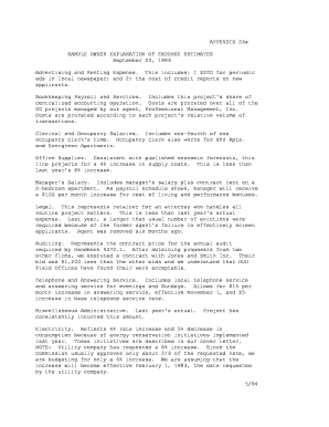 Fillable Online hud APPENDIX 24a SAMPLE OWNER EXPLANATION OF EXPENSE ...