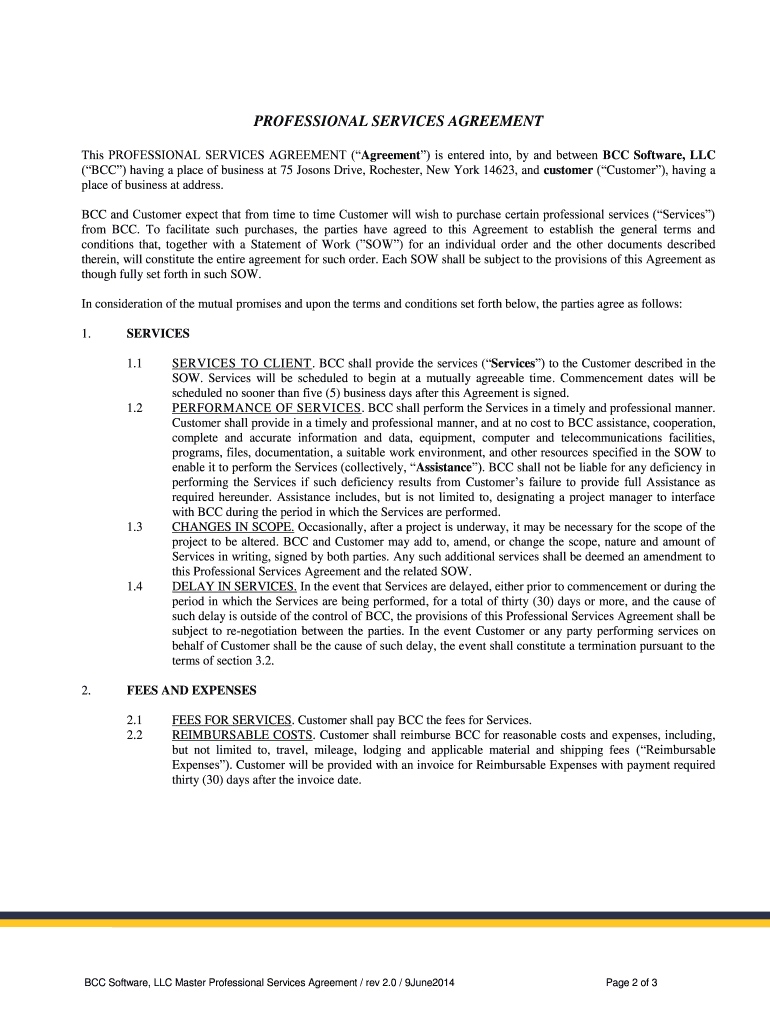 Fillable Online Professional Services Agreement 112408 Fax Email Print - pdfFiller