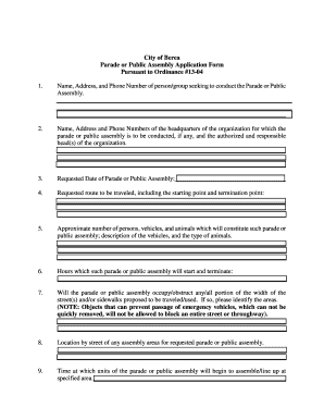 Fillable Online bereaky Parade Permit Application Form Fax Email Print ...