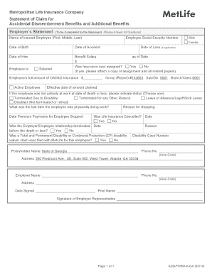 Fillable Online doas ga Statement of Claim for Fax Email Print - pdfFiller