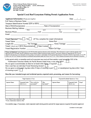 Fillable Online fpir noaa Special Coral Reef Ecosystem Fishing Permit ...