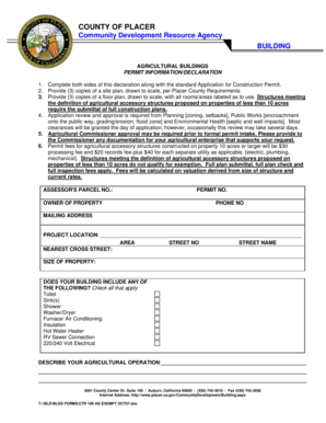 Fillable Online placer ca Agricultural Building Permit Application Form ...