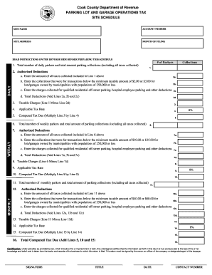 Fillable Online Parking Tax Return - SITE SCHEDULE - final - Cook ...