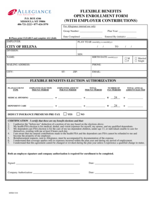 Fillable Online FLEXIBLE BENEFITS OPEN ENROLLMENT FORM (WITH ... Fax ...