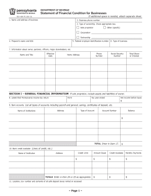 Fillable Online Statement of Financial Condition for Businesses (REV ...