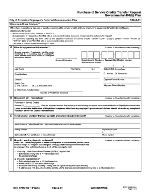 Fillable Online riversideca Purchase of Service Credits Transfer ...