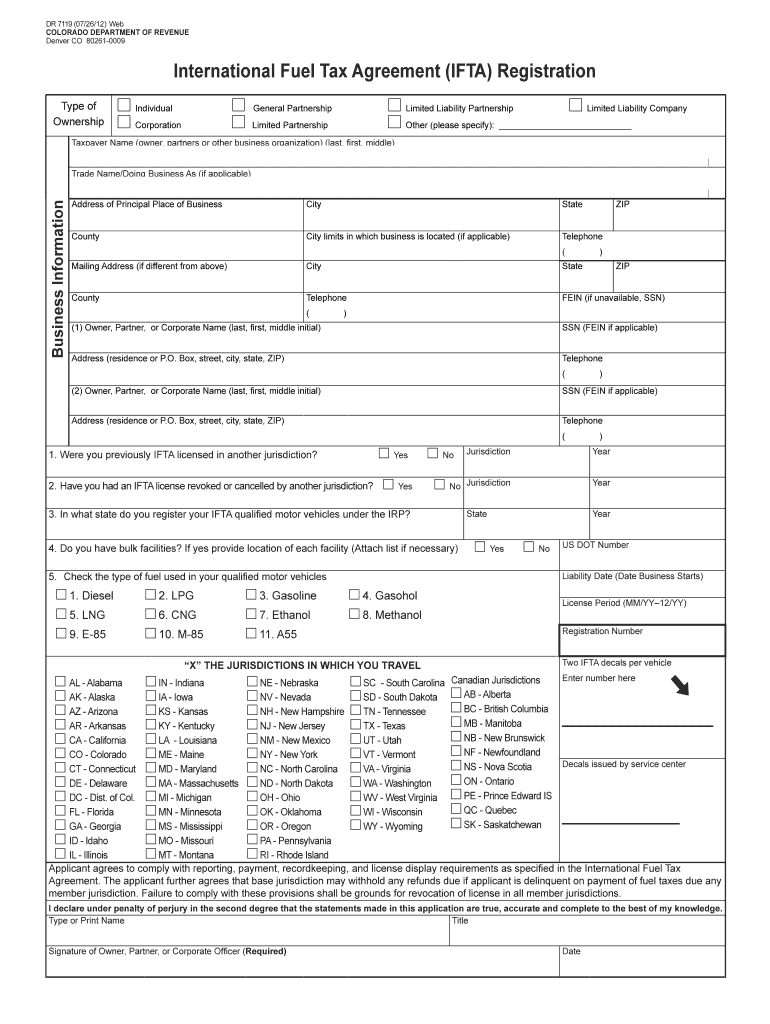 Fillable Online colorado International Fuel Tax Agreement (IFTA ...